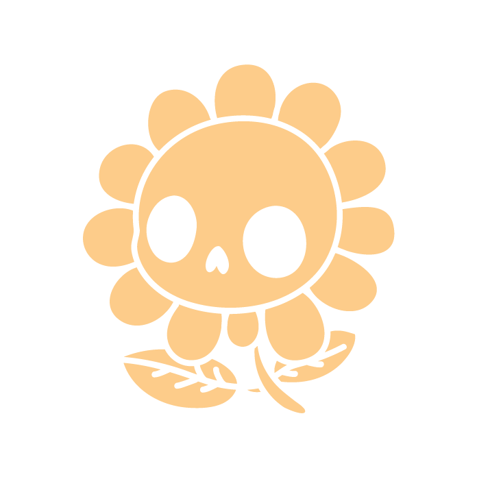 cute simple skull flower silhouette|D-379000
