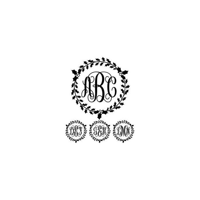 monogram basic script - holly wreath