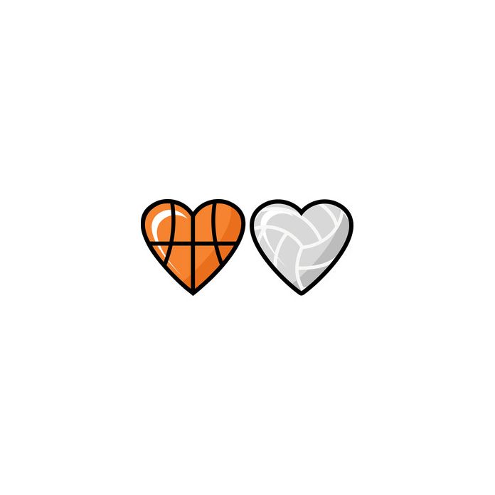 basketball and volleyball hearts set
