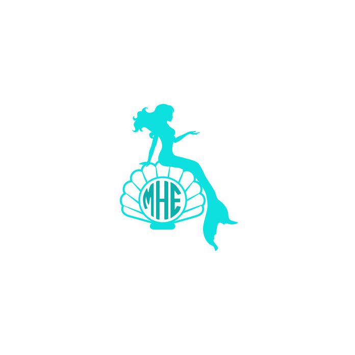 mermaid sea shell monogram frame