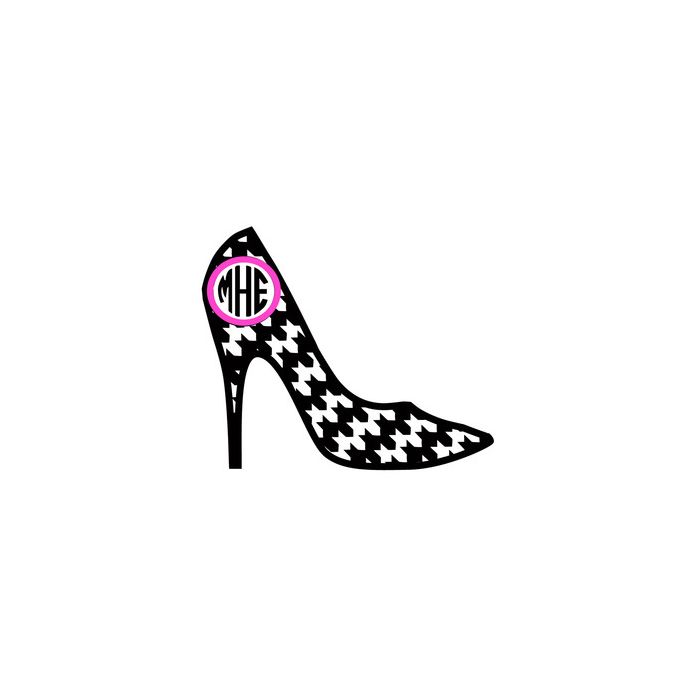 high heel houndstooth monogram frame