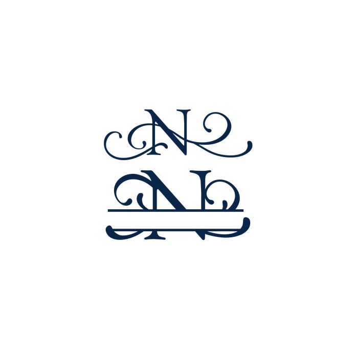 split & full flourish monogram - n