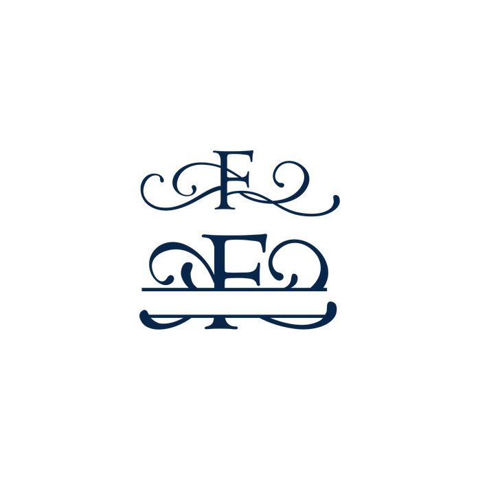 split & full flourish monogram - f