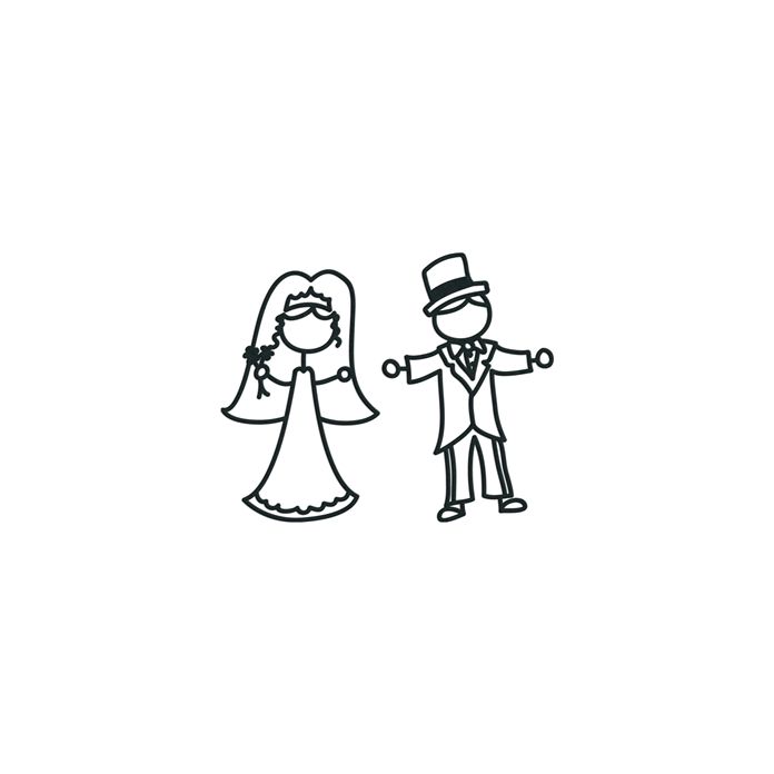 stick figures - bride & groom
