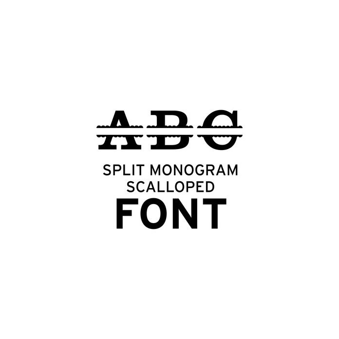 split monogram scalloped font
