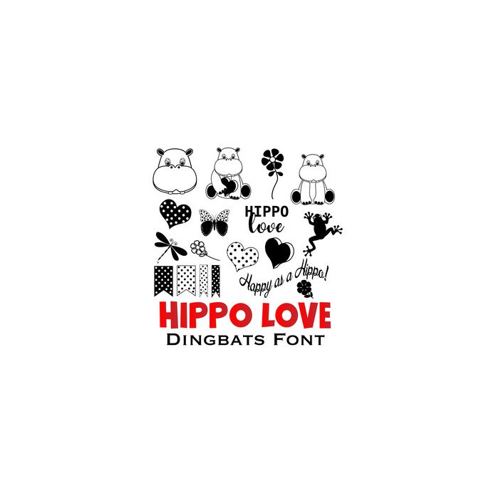 hippo love dingbats font
