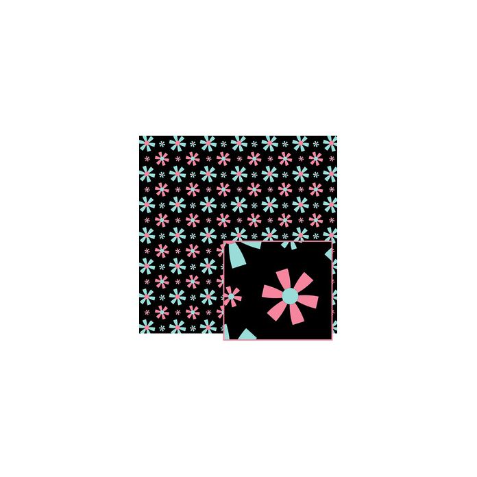 blue & pink flower pattern