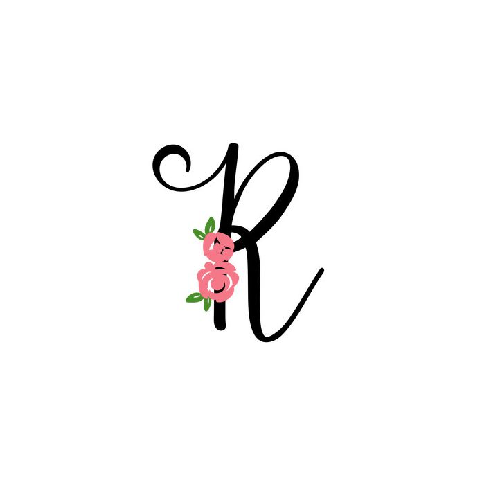 cursive floral monogram r