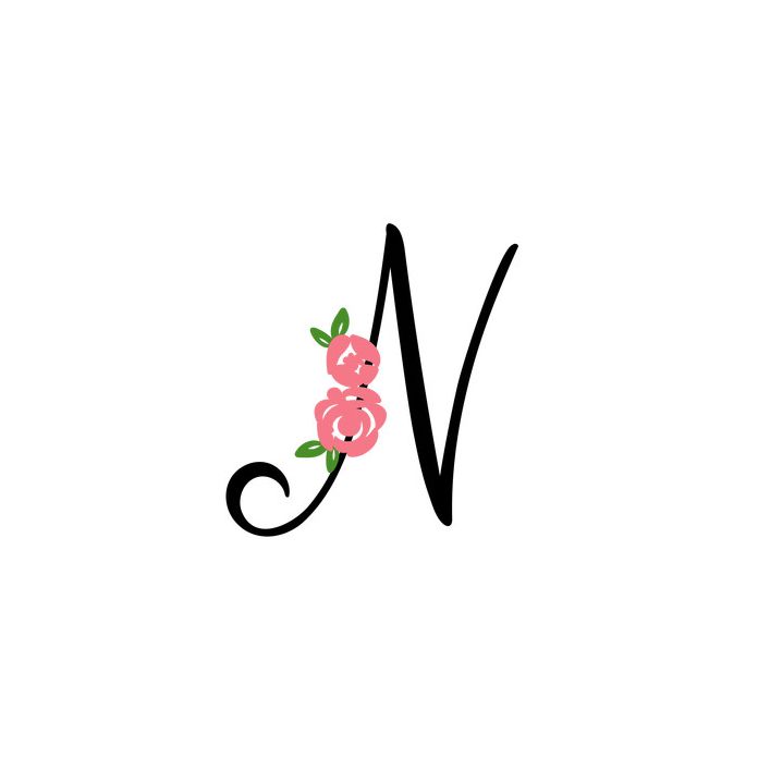 cursive floral monogram n