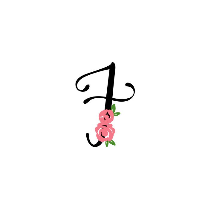 cursive floral monogram f