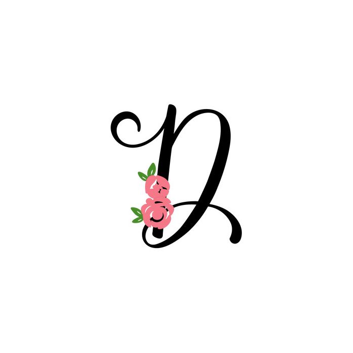 cursive floral monogram d