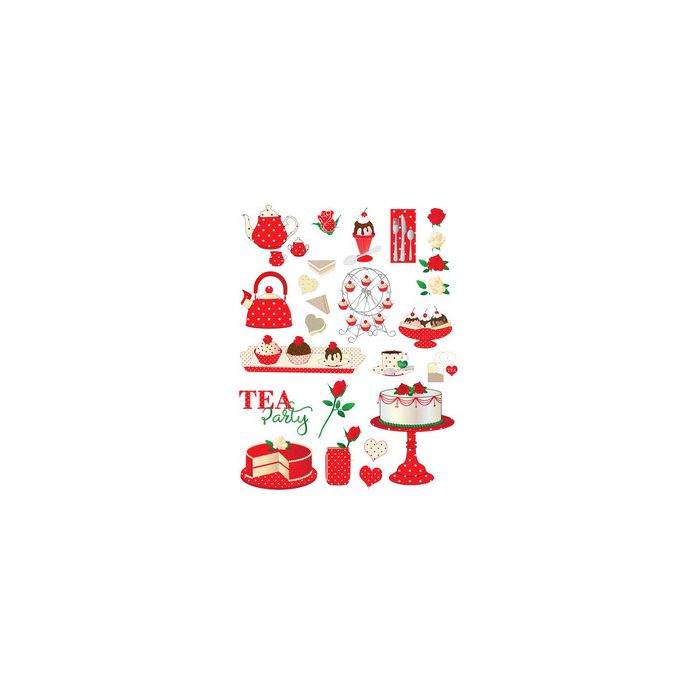 red tea party planner stickers