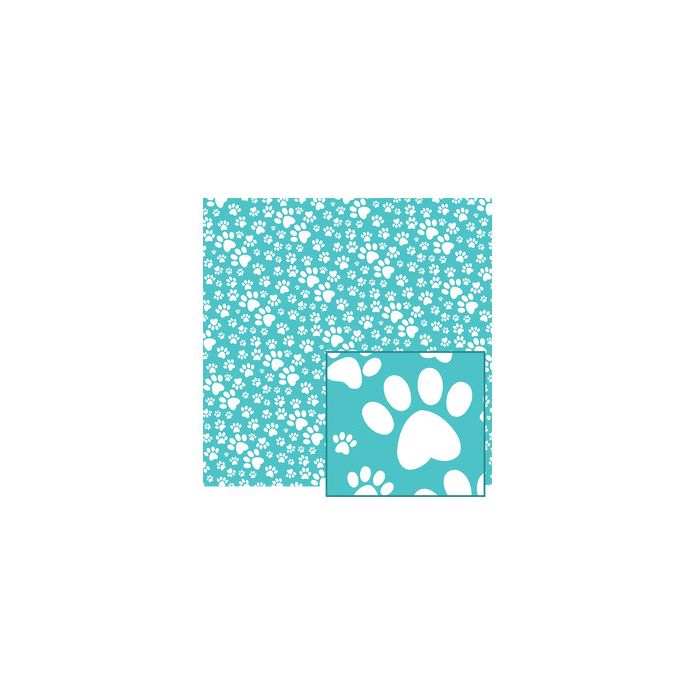 aqua & white paw print pattern