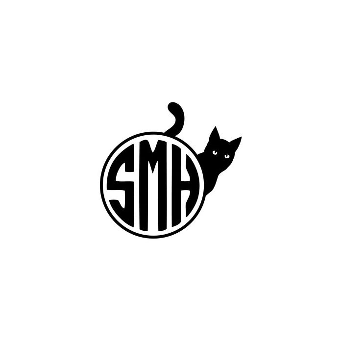 peeking cat circle monogram frame