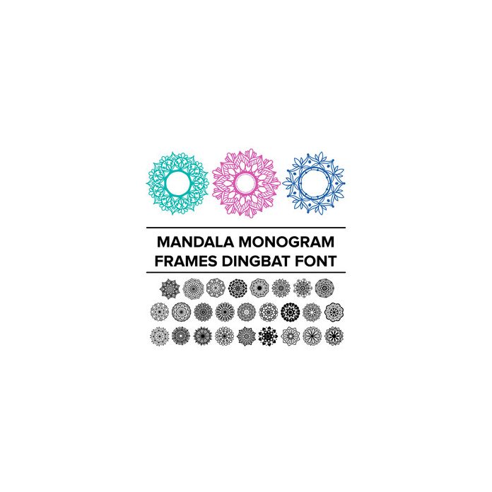 mandala monogram frames dingbat font