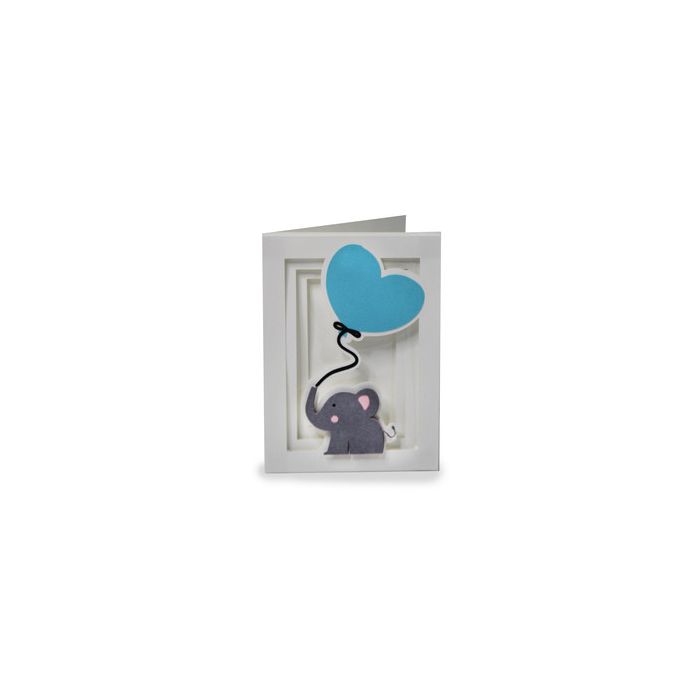 baby elephant shadow box card