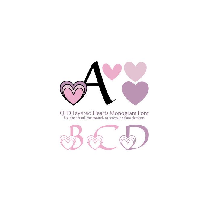 qfd layered hearts monogram font