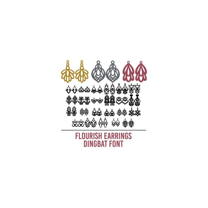 flourish earrings dingbat font