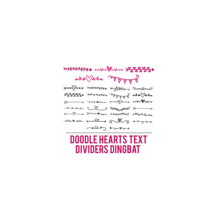 doodle hearts text dividers dingbat