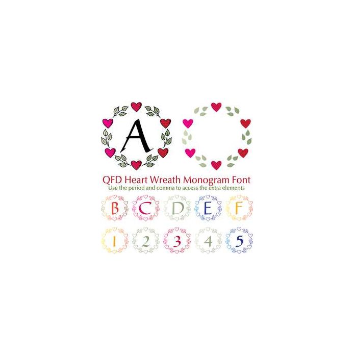 qfd heart wreath monogram font