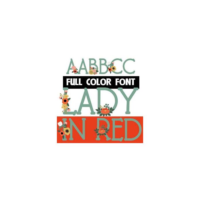 lady in red color font