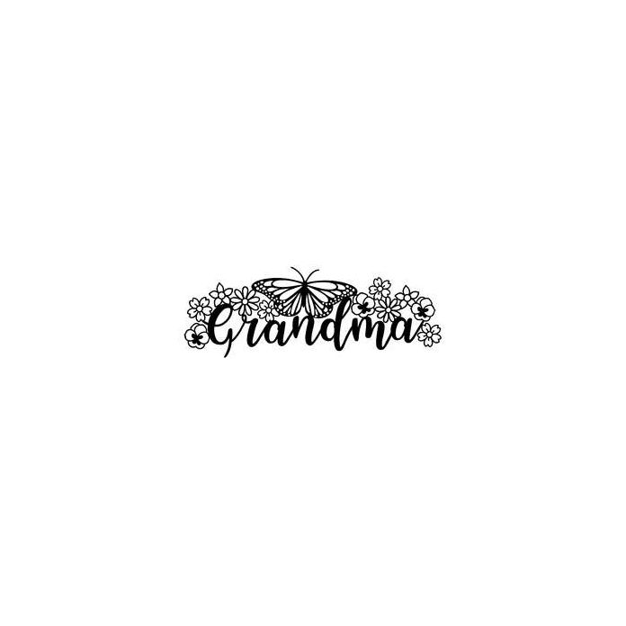 grandma monogram with flowers and butterfly