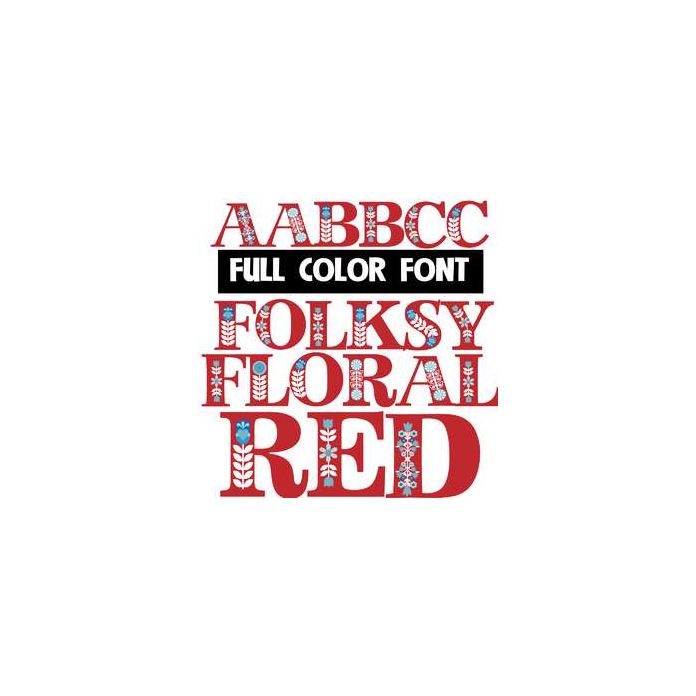 folksy floral red color font