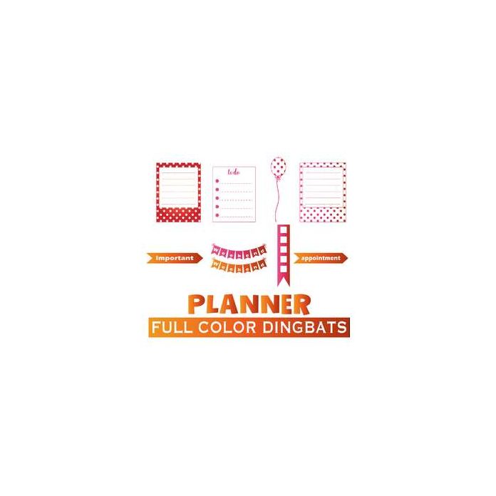 full color planner elements dingbats font