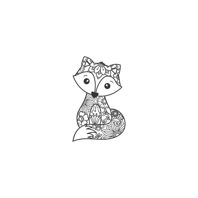 floral fox zentangle