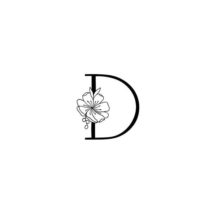 floral letter d monogram alphabet