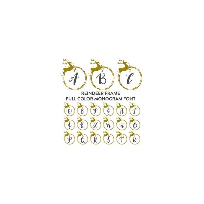 reindeer frame full color monogram font
