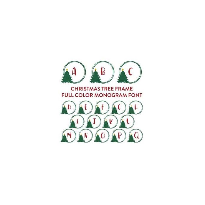 christmas tree frame full color monogram font