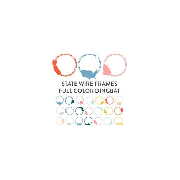 state wire frames full color dingbat font