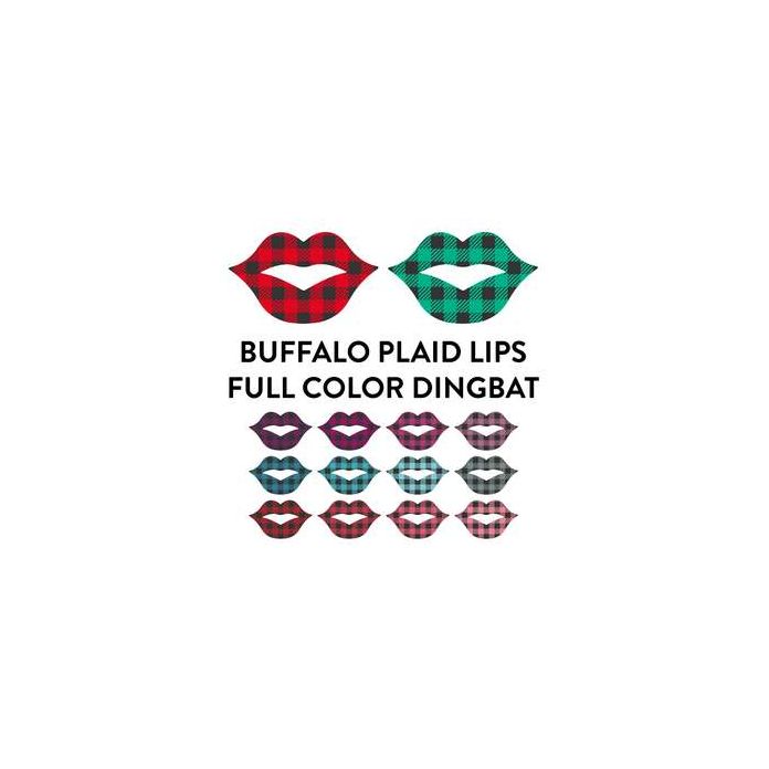 buffalo plaid lips full color dingbat