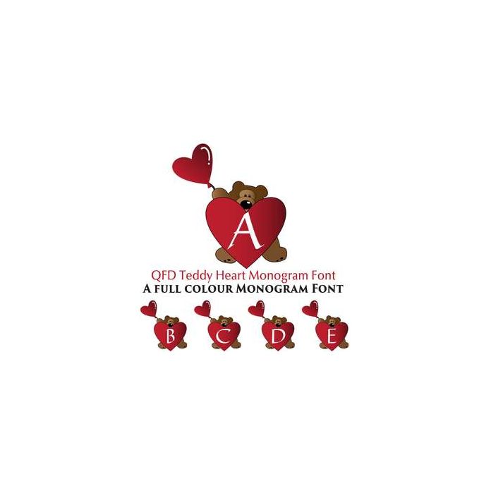 qfd teddy heart colour monogram font