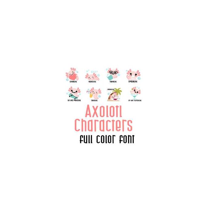 axolotl characters full color font