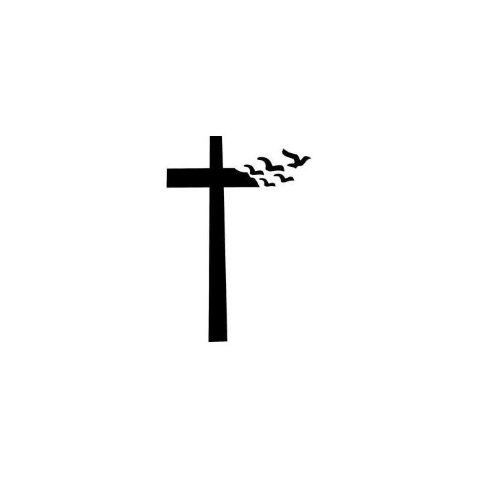 cross and birds