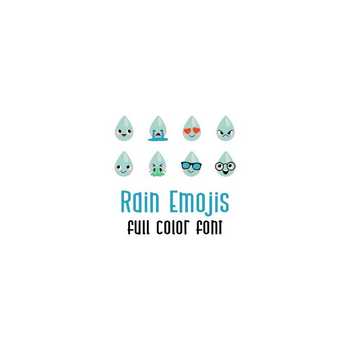 rain emojis - full color font