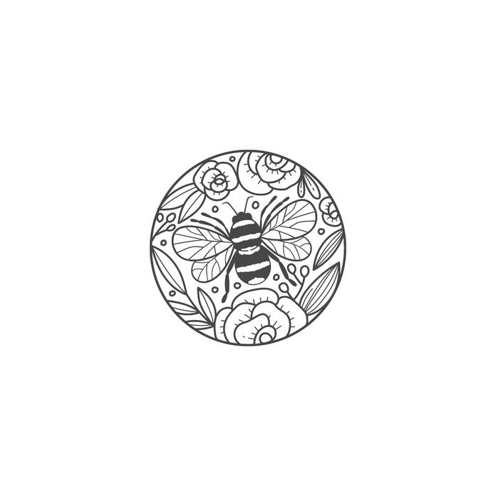 bee circle flowers frame
