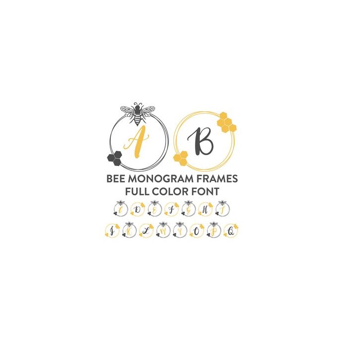 bee frame full color monogram font