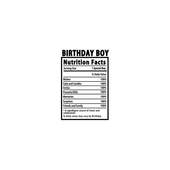 birthday boy nutrition label|380541