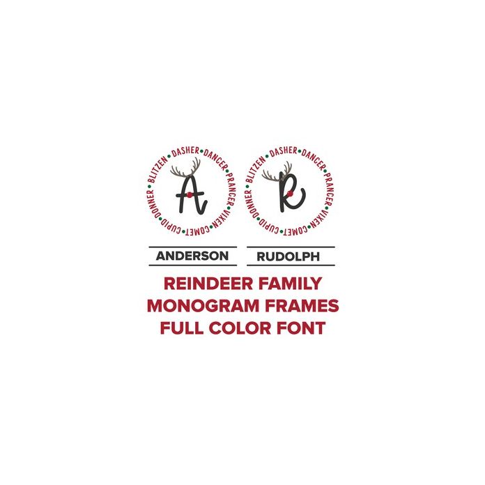 RUDOLPH FAMILY MONOGRAM FRAMES FULL COLOR FONT