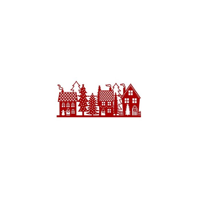 Festive Christmas Village Border