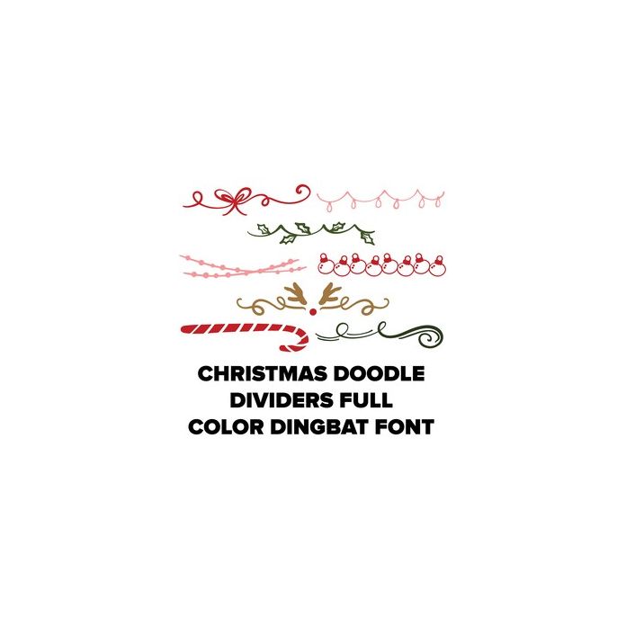 christmas doodle dividers full color dingbat font