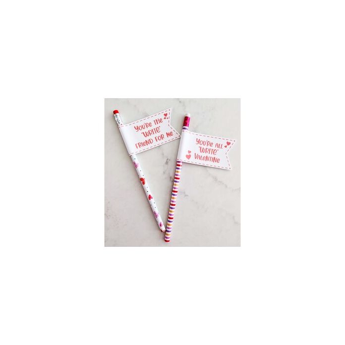 valentine pencil flags