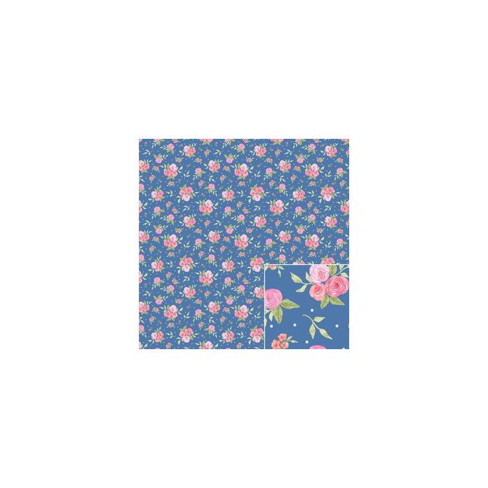 Roses Floral Pink and Blue Printable Background Paper