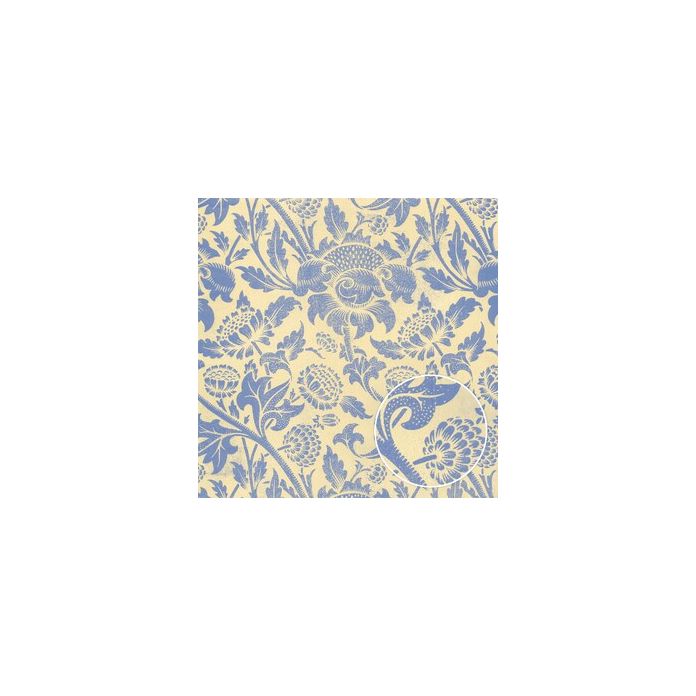 Cornflower Blue Cream Shabby Vintage Floral Monoprint Background