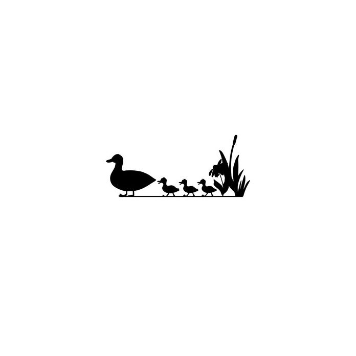 Duck and Baby Ducklings Silhouette