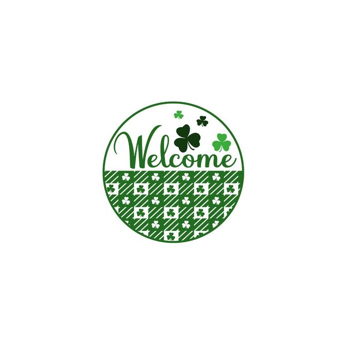 Welcome Shamrock Plaid Circle