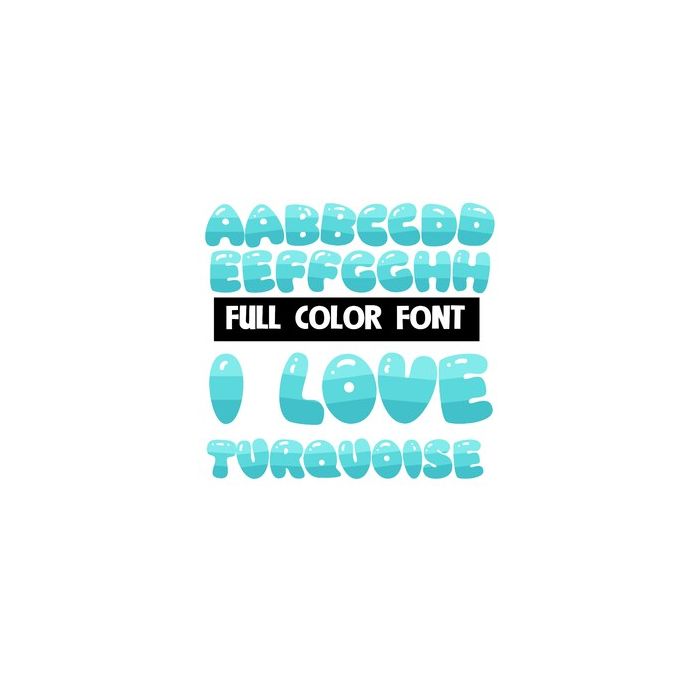 I Love Turquoise Color Font